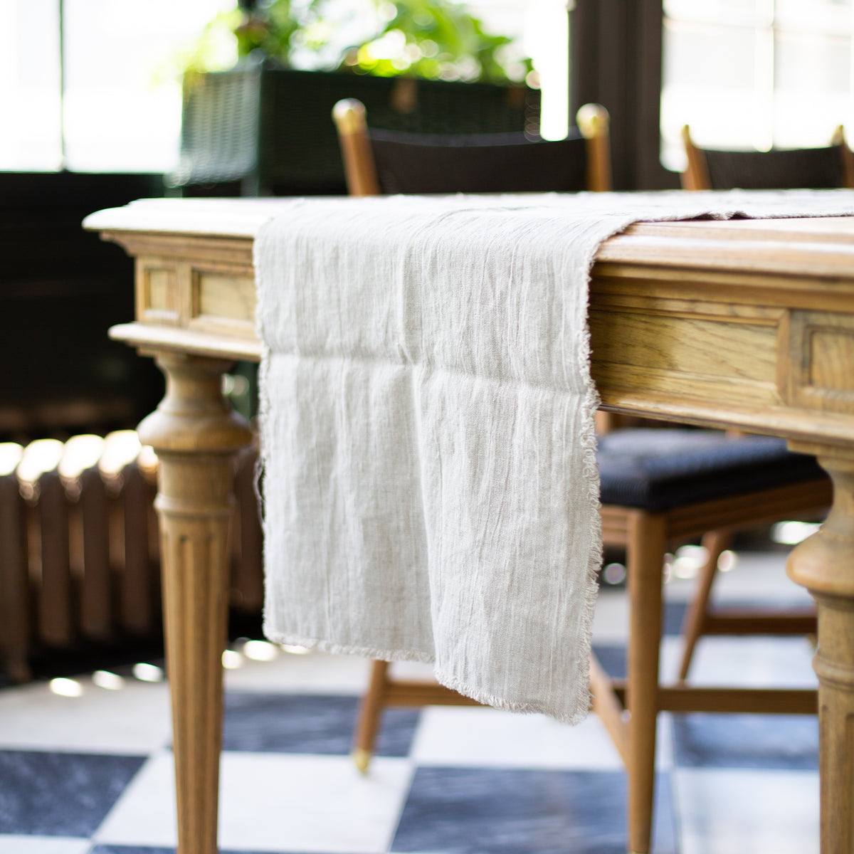 Natural Linen Table Runner with Fringe – Stoffer Home
